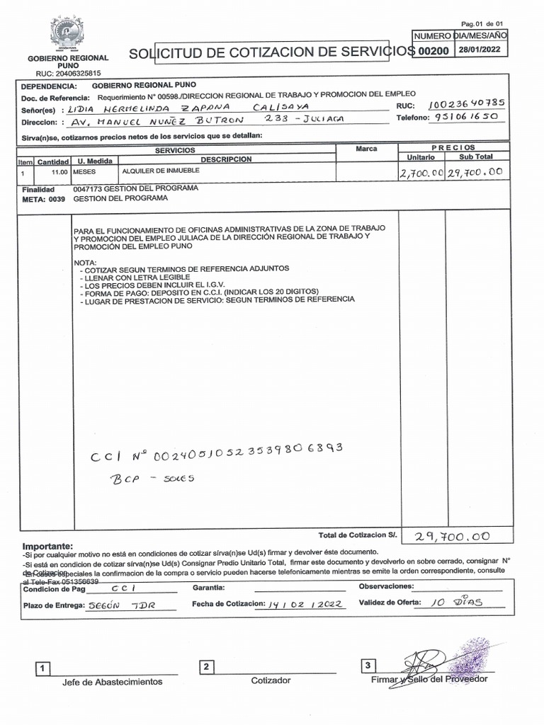 Modelo de Cotizacion de Servicios | PDF