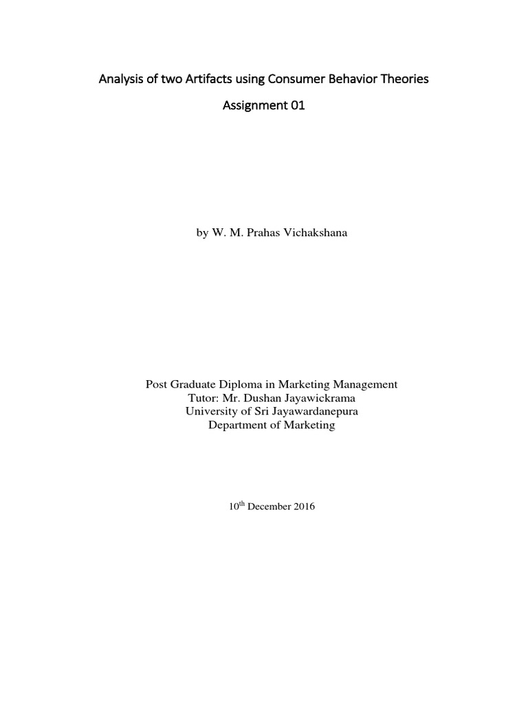Assignment 01 Pdf Consumer Behaviour Behavior 2513