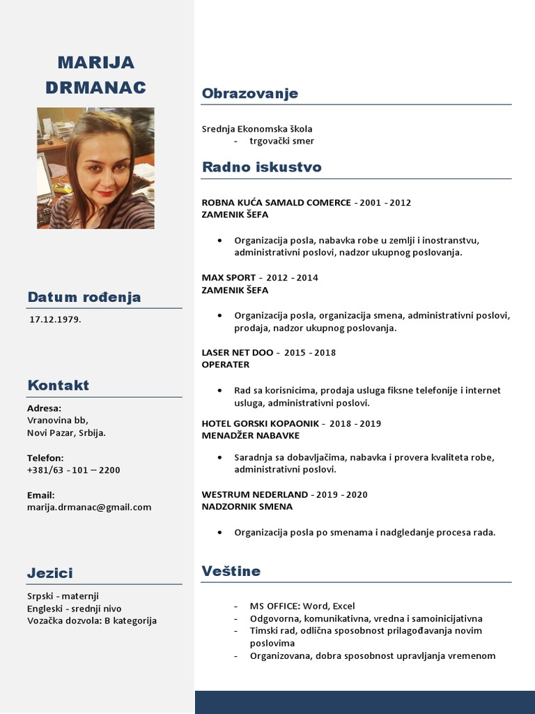 CV Marija Drmanac | PDF