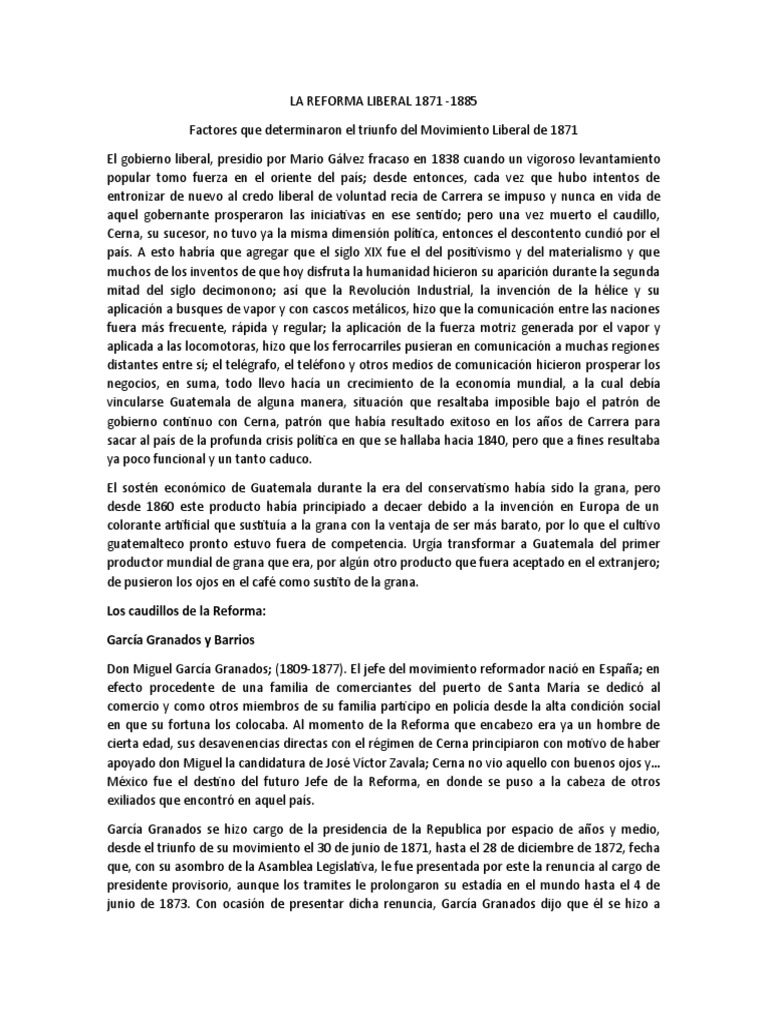 La Reforma Liberal 1871 | PDF | Guatemala