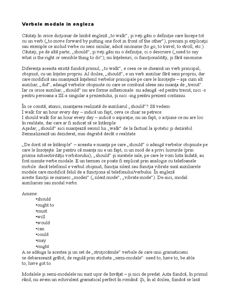 Verbele Modale in Engleza | PDF