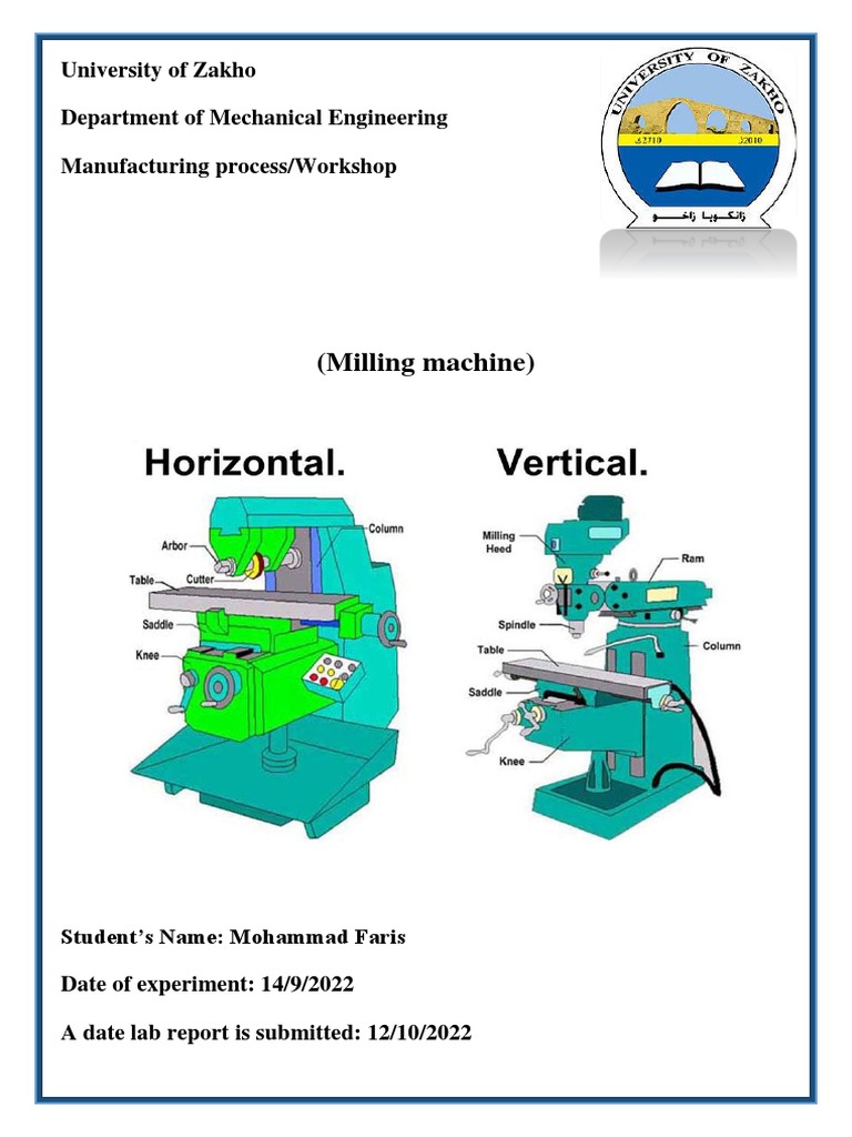 (Milling Machine) : University of Zakho Department of Mechanical ...