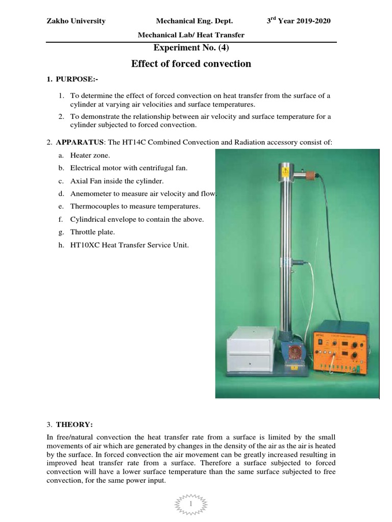 Forced Convection Heat Transfer Experiment | PDF | Heat Transfer ...
