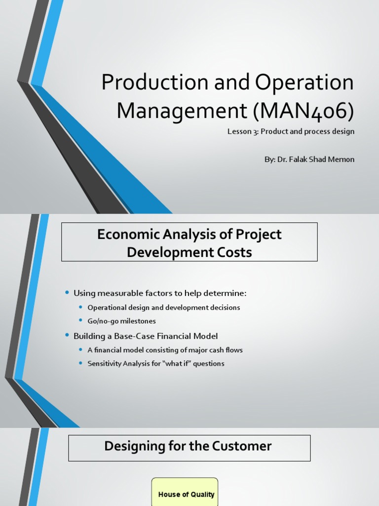 Production and Operation Management (MAN406) Lesson 3 | PDF | Design | Cost