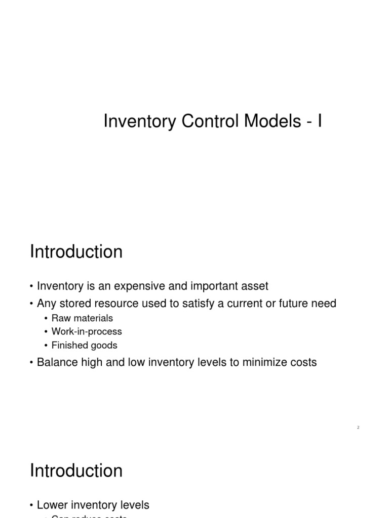 Inventory Control Models - I | PDF | Inventory | Business