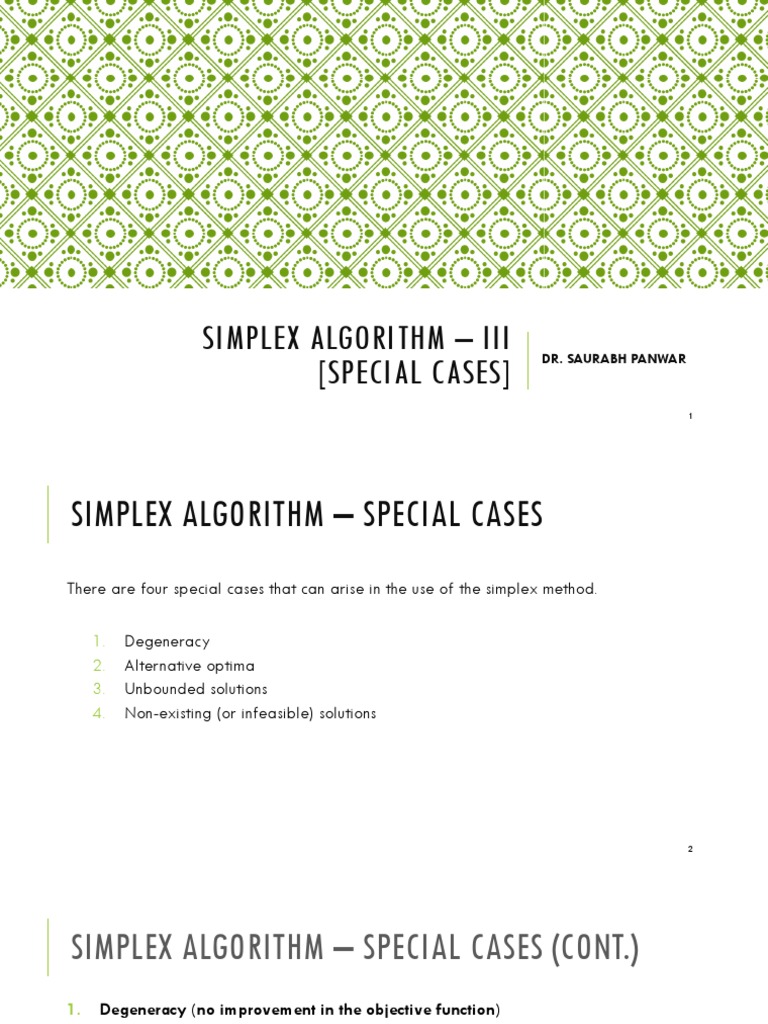 Simplex Algorithm - Special Cases | PDF | Mathematical Optimization ...