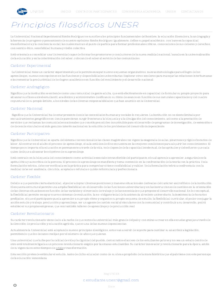 Principios Filosóficos de la UNESR | PDF
