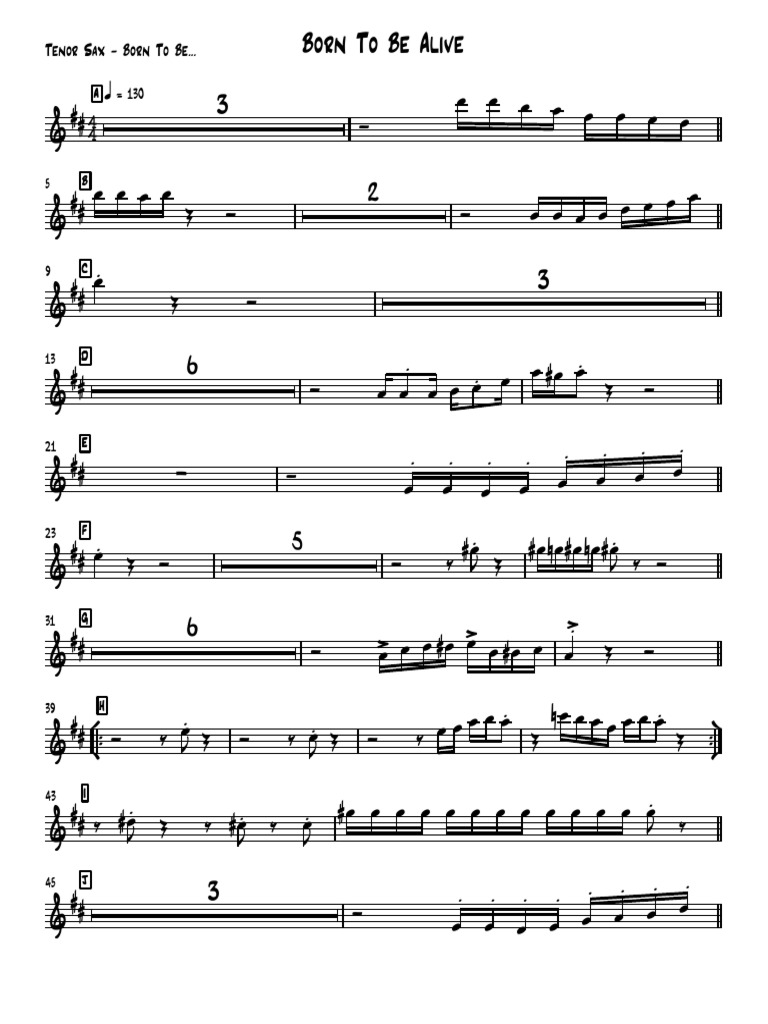 079 Born To Be Alive - Tenor Sax | PDF