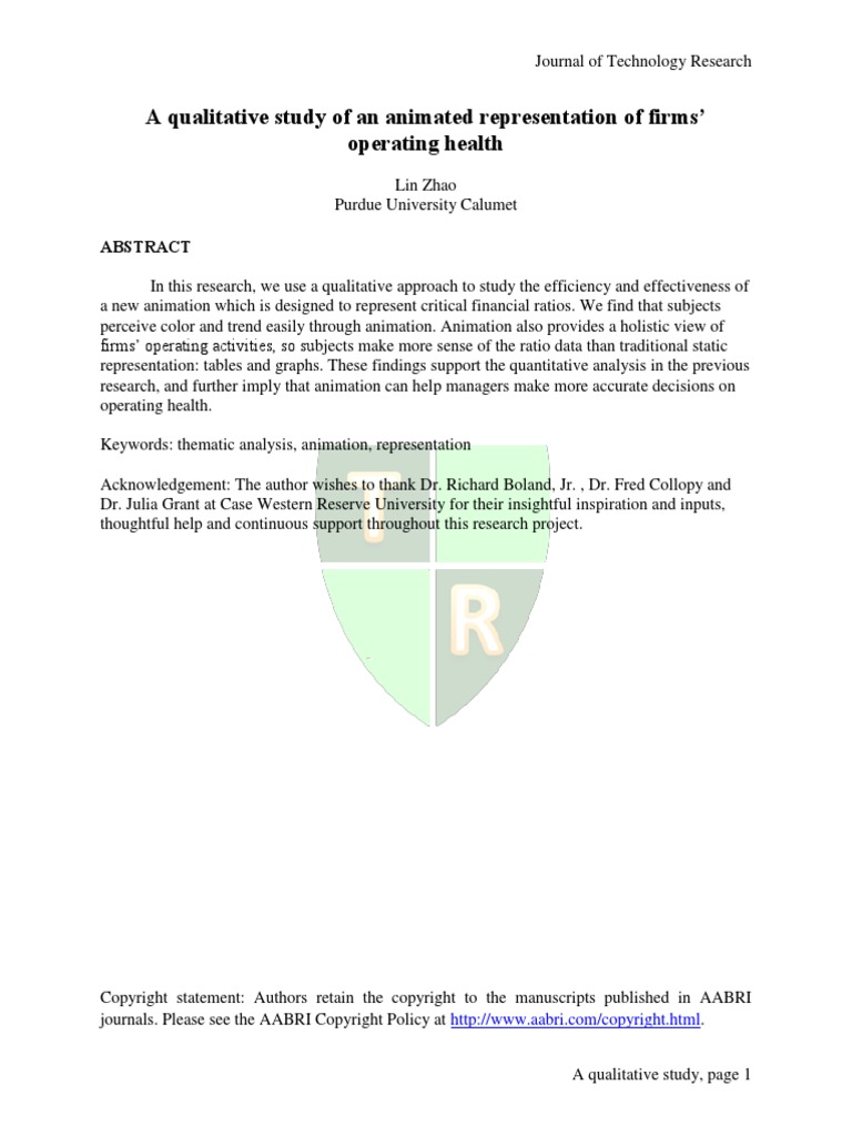 A Qualitative Study of An Animated Representation of Firms' Operating Health | PDF | Qualitative ...