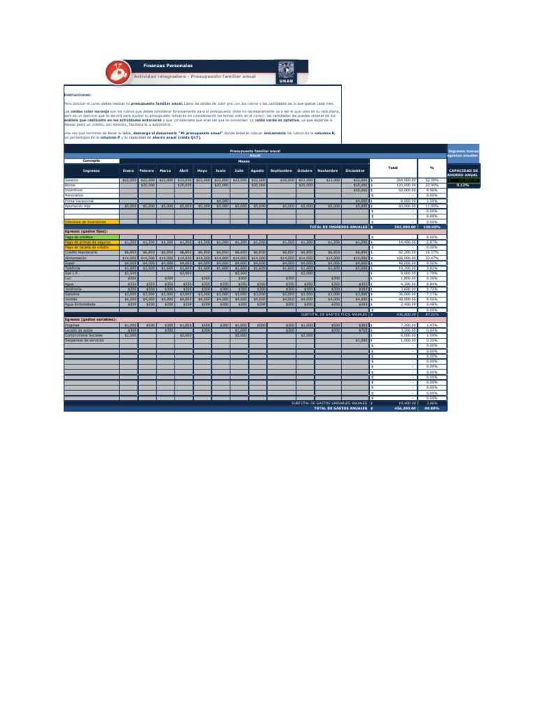 Presupuesto Anual | PDF | Finanzas personales | Dinero
