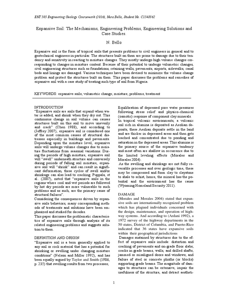 Expansive Soil The Mechanisms Engineerin | PDF | Soil | Cement