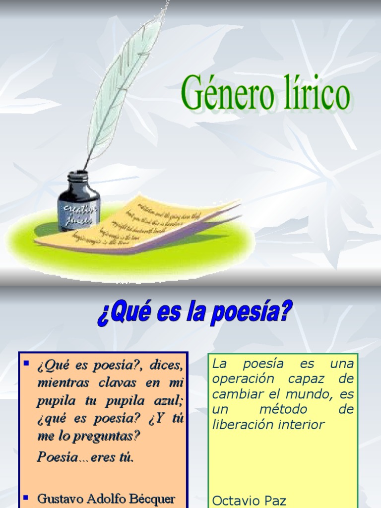 Elementos y Ejemplos del Género Lírico | PDF | Rima | Poesía