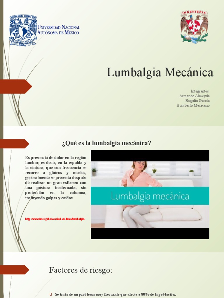Lumbalgia Mecánica: Causas y Tratamientos | PDF | Dolor lumbar ...