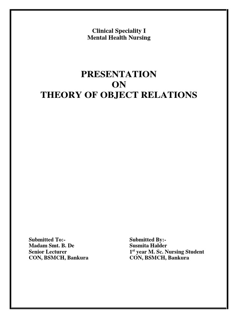 Mahler's Object Relations Theory Explained | PDF | Object Relations ...