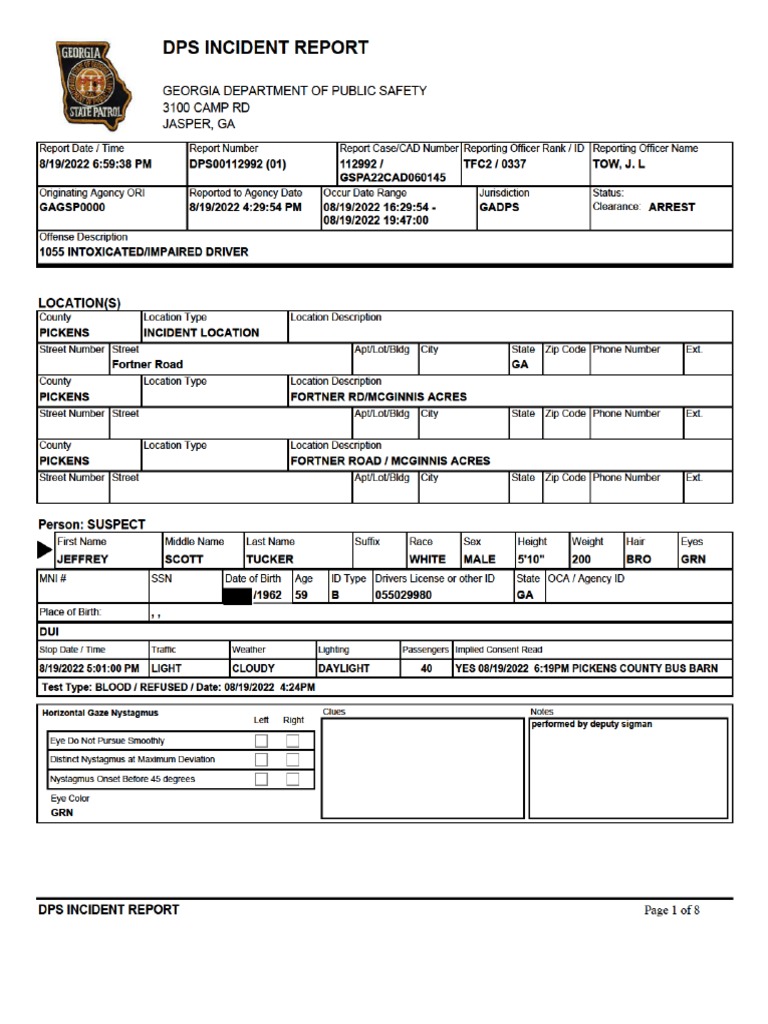 DPS Incident Report | PDF | Driving Under The Influence | Land Transport