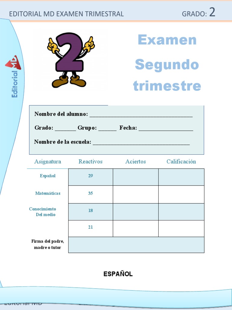 2do Grado Examen 2do Trimestre 2 | PDF