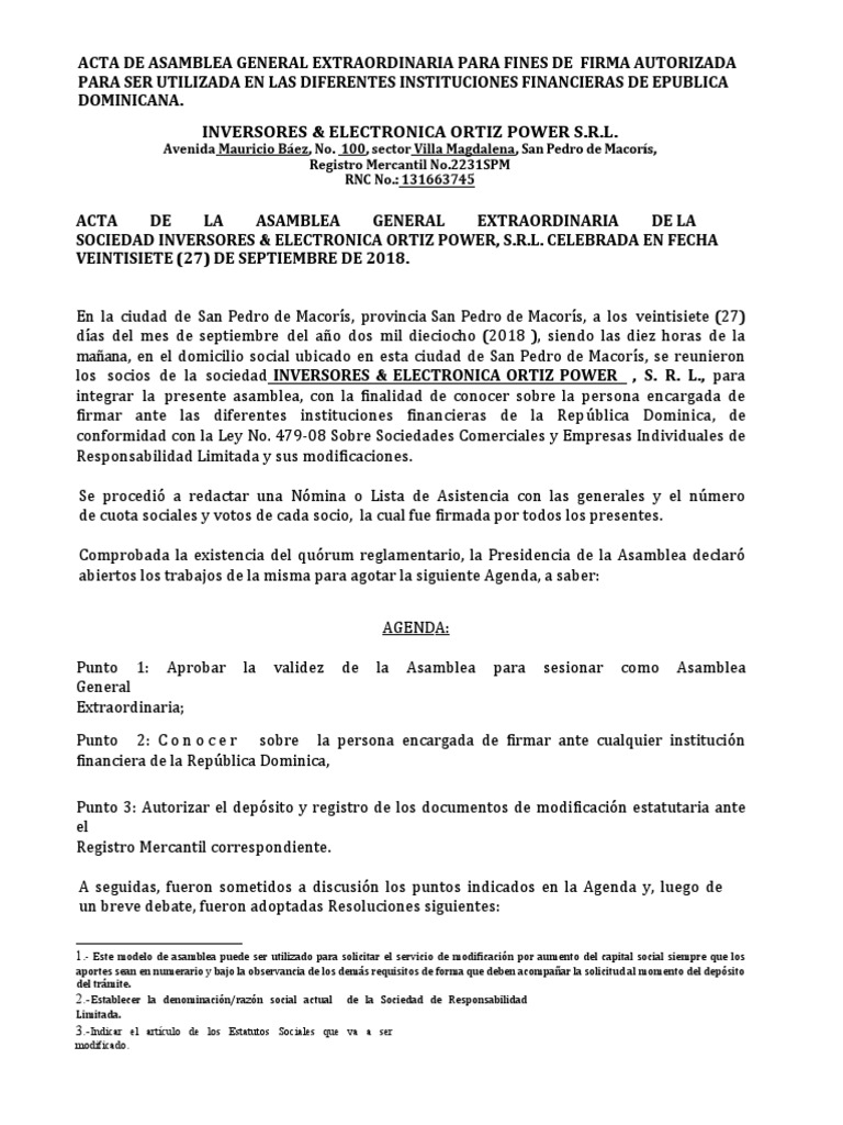 Acta de Asamblea (Imprimir) | PDF