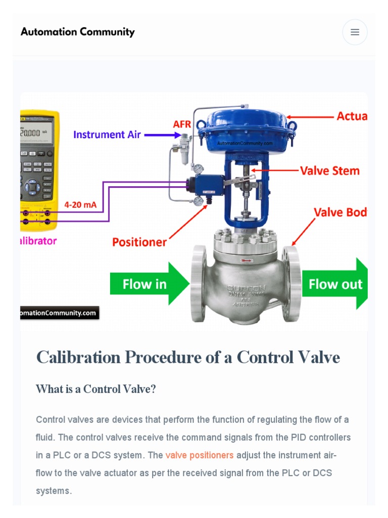 Calibration Procedure of A Control Valve | PDF | Valve | Calibration