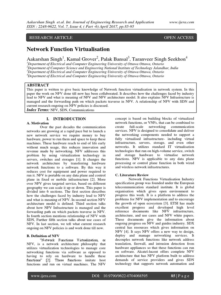 Network Function Virtualisation Pdf Computer Network Virtualization