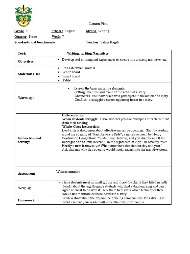Grade8 Writing Quarter 3 Week 7 Daily Lesson Plan | PDF | Lesson Plan ...