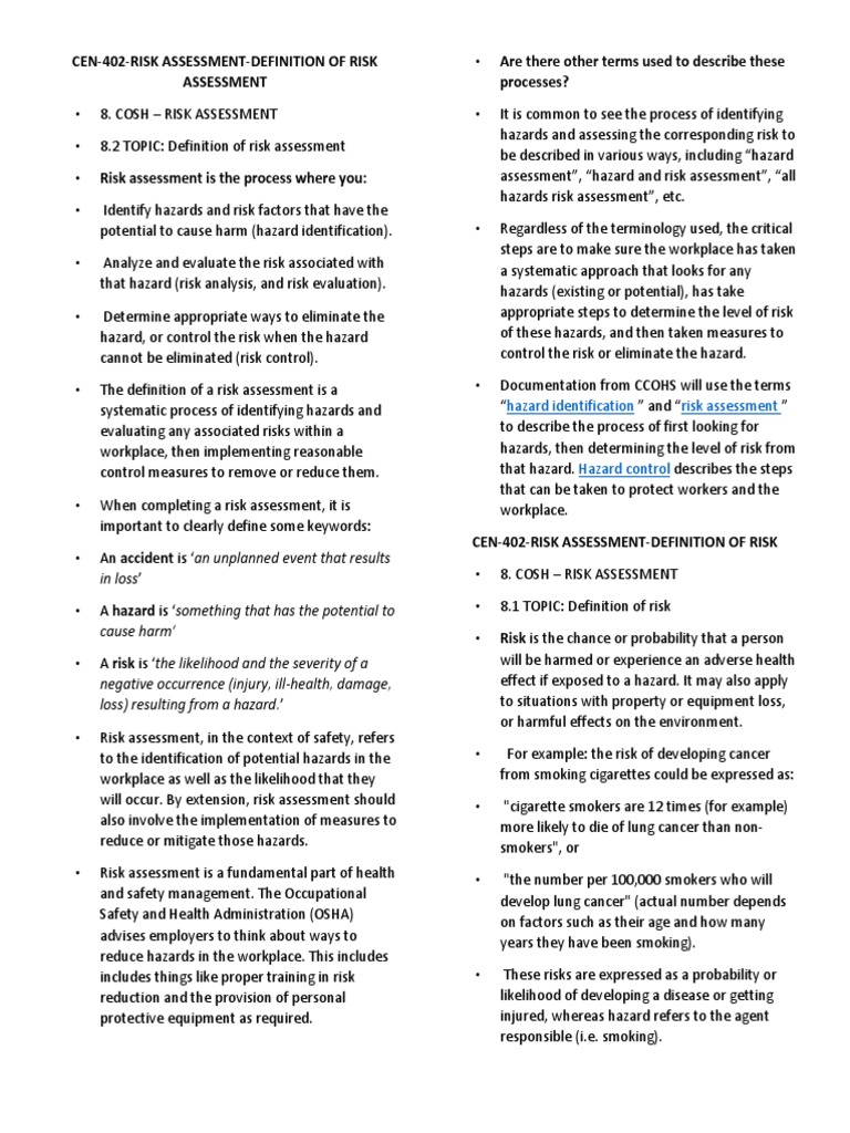 Comprehensive Definition and Explanation of Risk Assessment ...