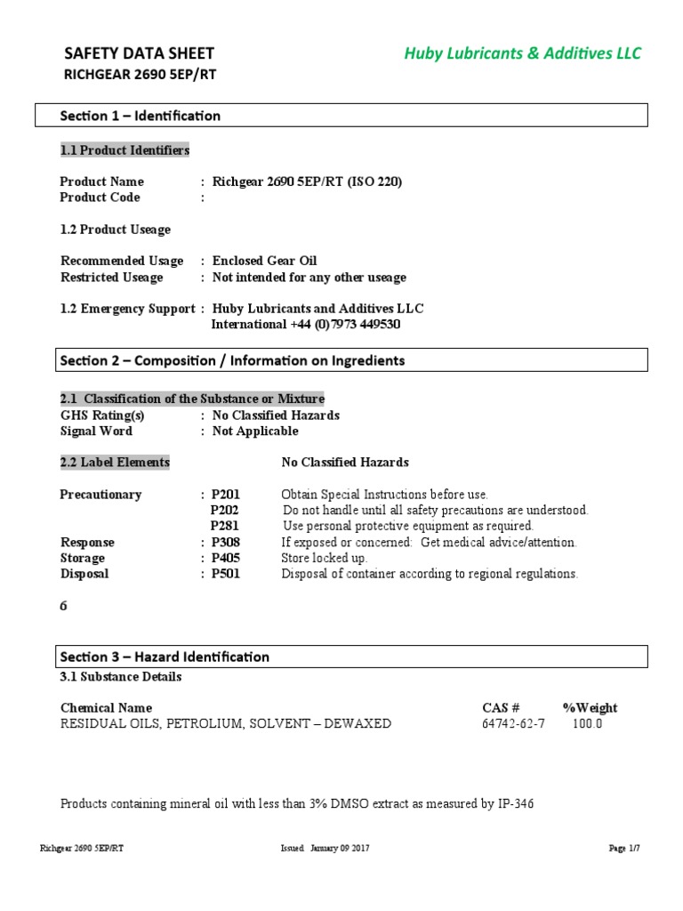 HOJA DE SEGURIDAD - Aceite - Rich Oil | PDF | Dangerous Goods | Combustion