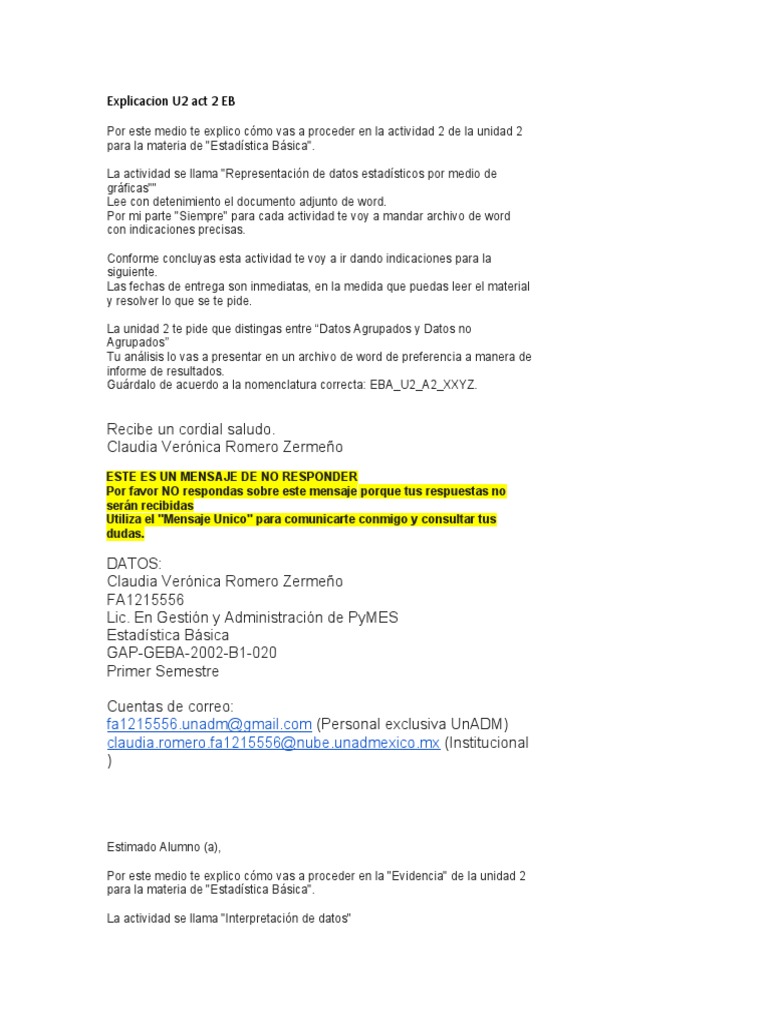 Explicacion U2 Act 2 EB | Descargar gratis PDF | Youtube | Estadísticas