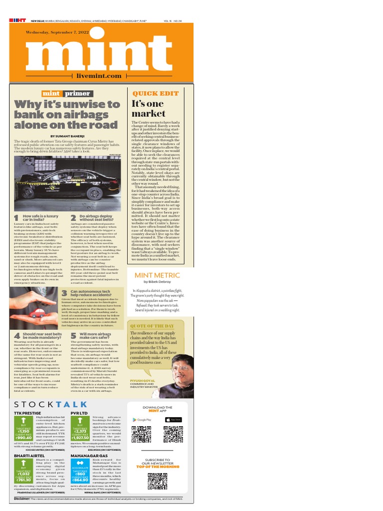 Mint E Paper | PDF | Insurance | Seat Belt