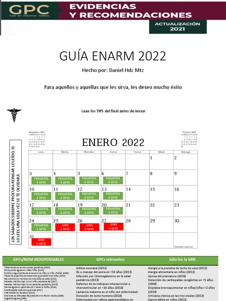 Calendario Enarm 2022 | PDF | Diabetes | Rodilla