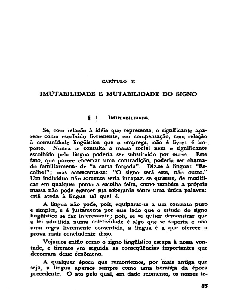 Imutabilidade e Mutabilidade Do Signo. Curso de Linguistica Geral ... Imutabilidade e Mutabilidade Do Signo. Curso de Linguistica Geral ...