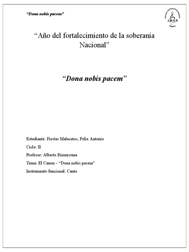 Canon "Dona Nobis Pacem" Explicado | PDF