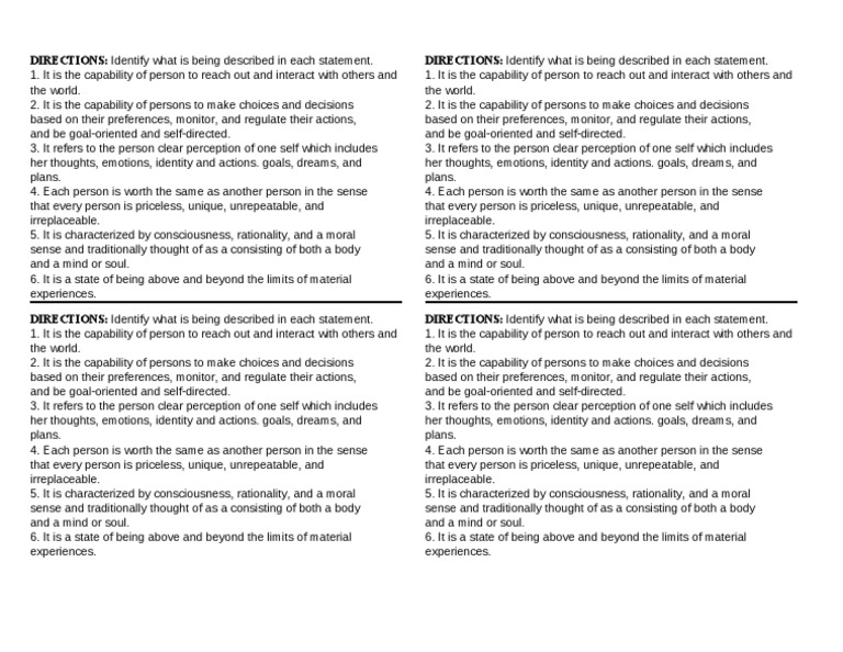 Identifying Human Characteristics and Qualities | PDF | Experience | Mind