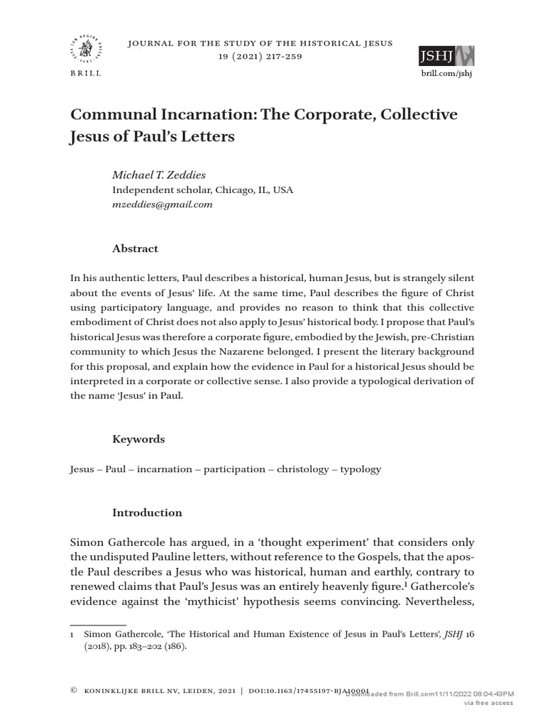 Michael T. Zeddies, Communal Incarnation: The Corporate, Collective ...