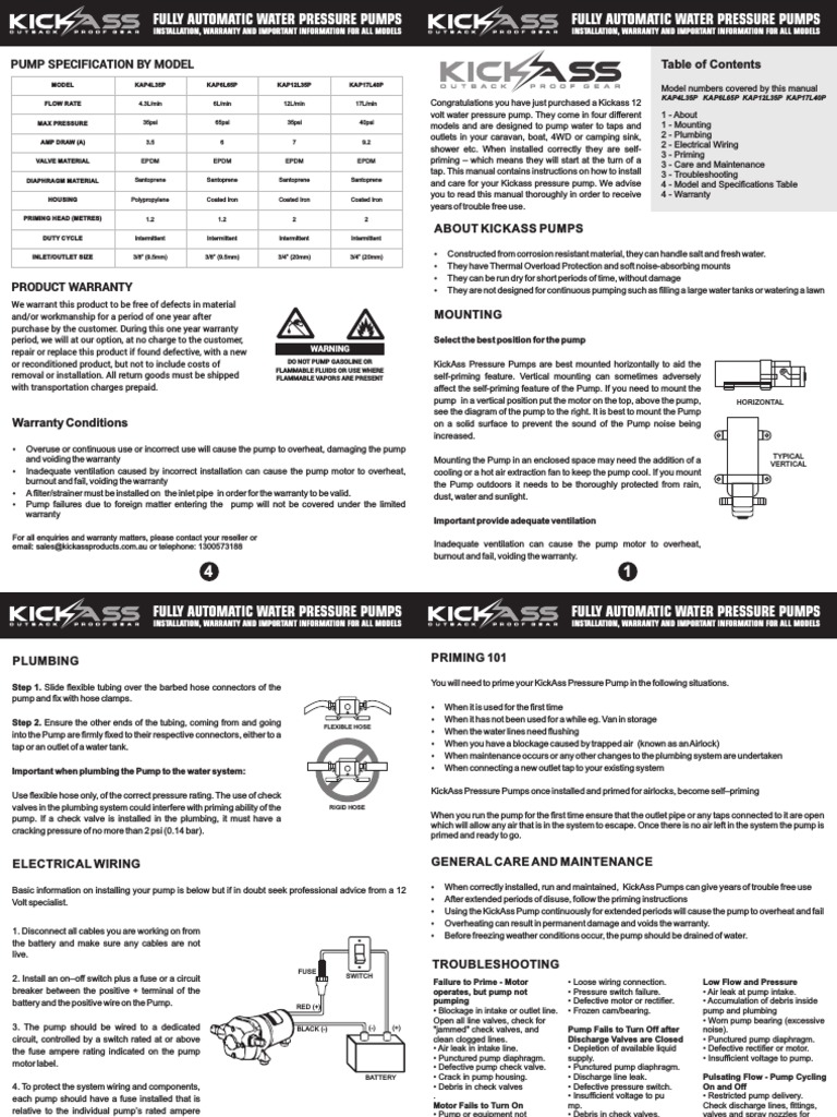 Fully Automatic Water Pressure Pumps Guide | PDF | Pump | Valve