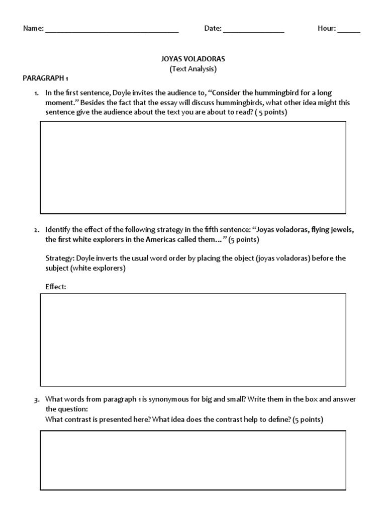 Joyas Voladoras - Text Analysis | PDF | Paragraph | Essays