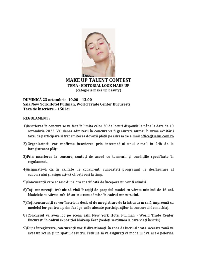 Regulament Make Up Talent Competion 1 | PDF
