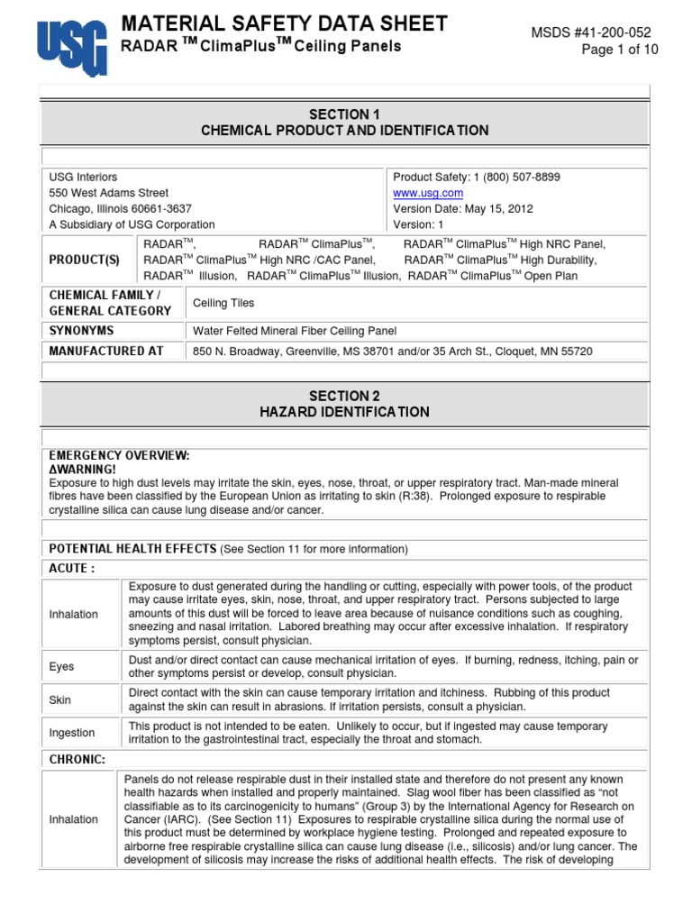 Radar-Open-Plan-Acoustical-Panels-SDS-811433 | PDF | Personal ...