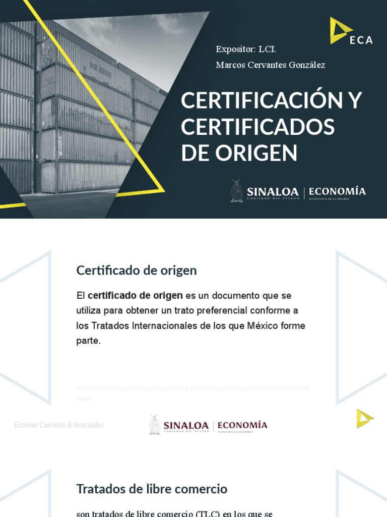Presentación-Certificado y Certificaciones de Origen | PDF | Economias | Comercio