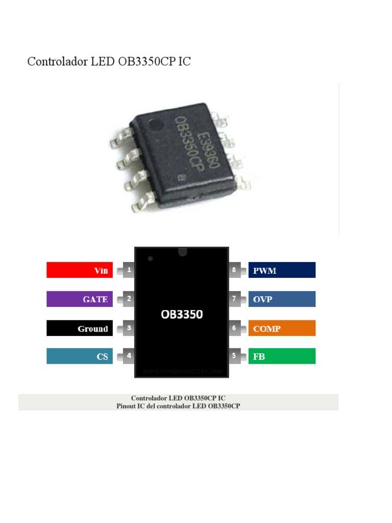 Controlador LED OB3350CP IC: Pinout, especificaciones y funcionamiento | PDF | Diodo emisor de ...