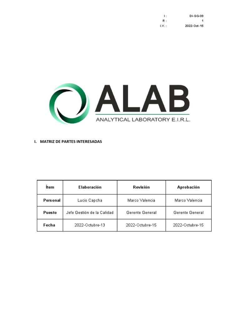 Matriz de Partes Interesadas SGC | PDF | Business | Gestión de la calidad
