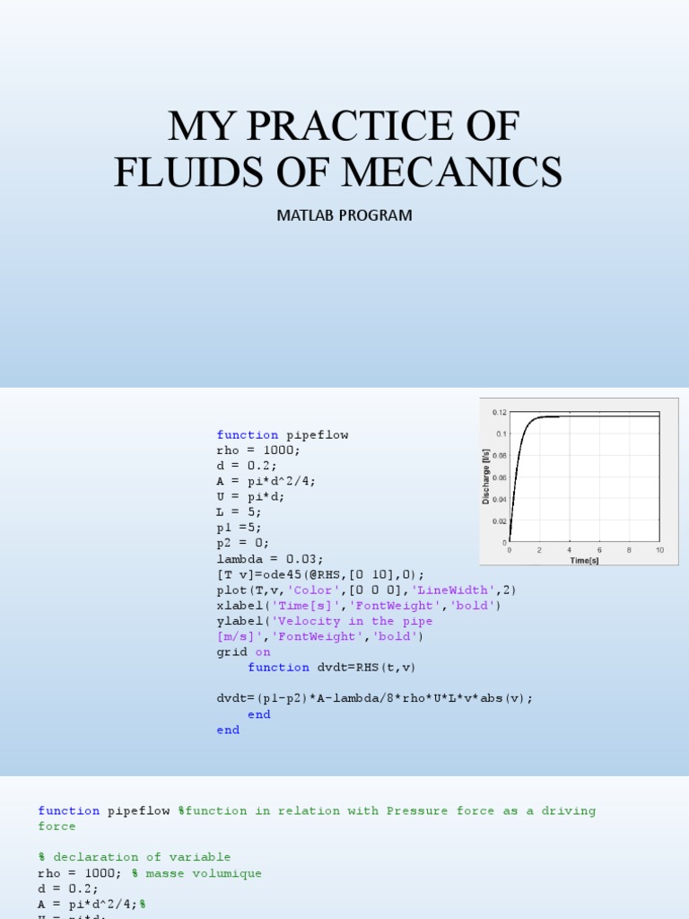 VDL - Fluid of Mecanics - Program of Matlab | PDF | Liquids | Civil ...