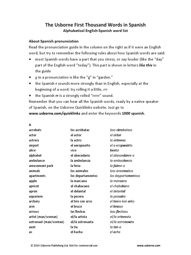 FTW US Spanish Wordlist | PDF