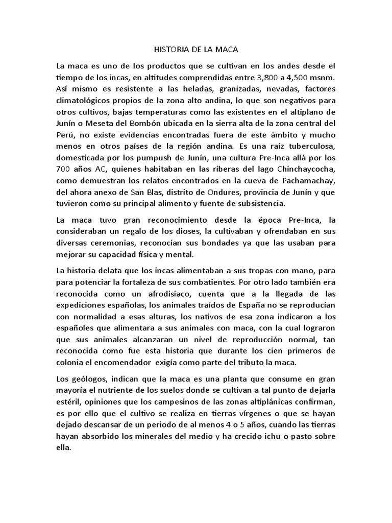 Historia de La Maca | PDF