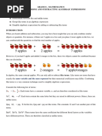 Chapter 7 Algebraic Expressions 1. | PDF | Numbers | Abstract Algebra