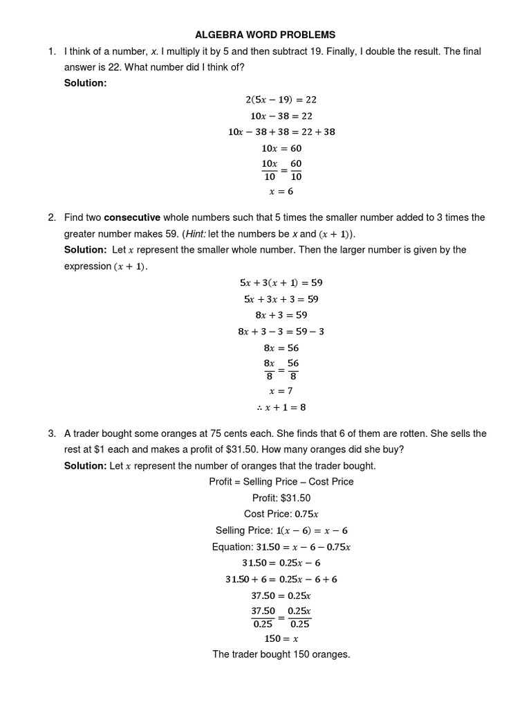 solution-algebra-word-problems-pdf-mathematics