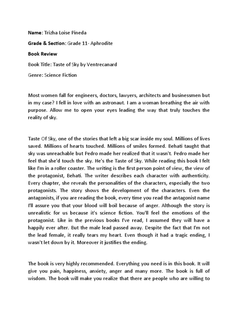 Name: Trizha Loise Pineda Grade & Section: Grade 11-Aphrodite Book Review | PDF