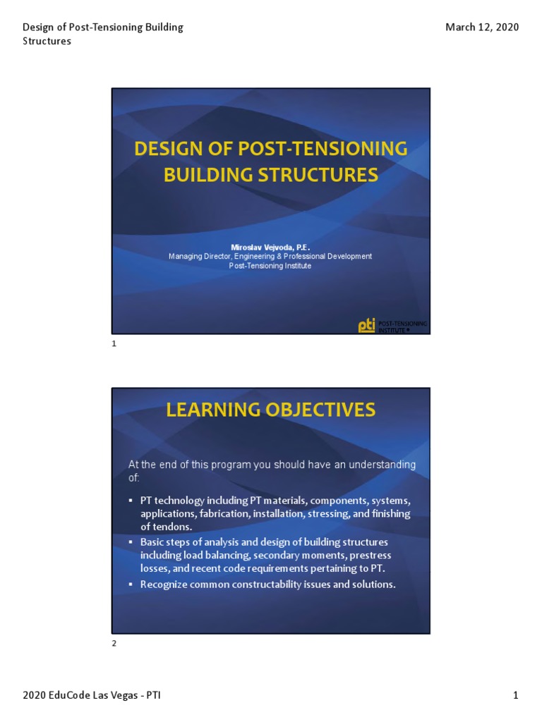 Design of Post Tensioning Building Structures Min | PDF | Prestressed Concrete | Structural ...