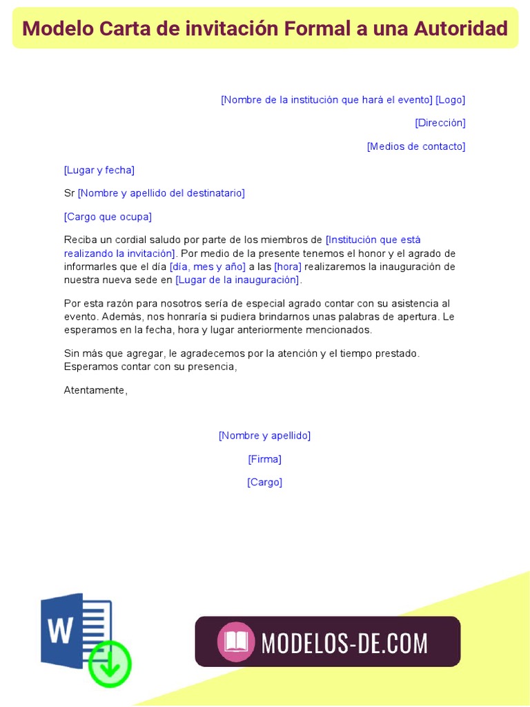 Modelo Carta de Invitación Formal A Una Autoridad | PDF | Derecho