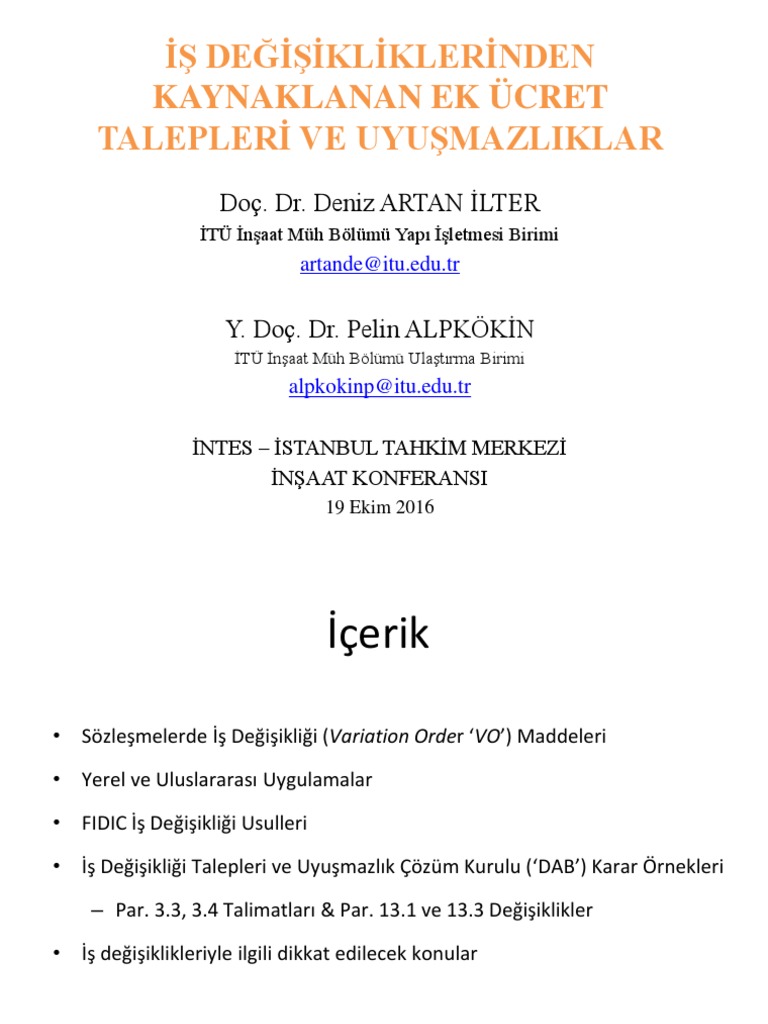 Pelin - Alpkokin - Deniz - Ilter - Variation Order | PDF