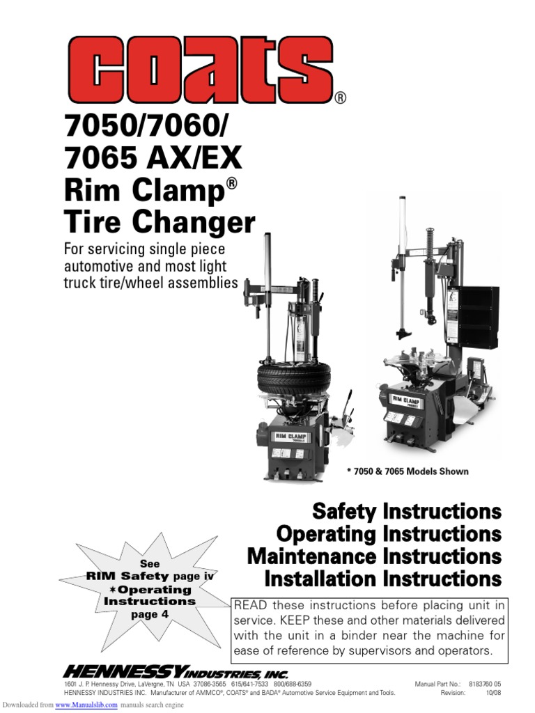 7050/7060/ 7065 AX/EX Rim Clamp Tire Changer | PDF | Tire | Vehicle ...